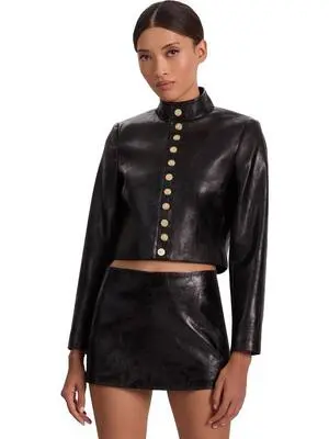 Alice + Olivia Emerson Vegan Military Jacket - Black