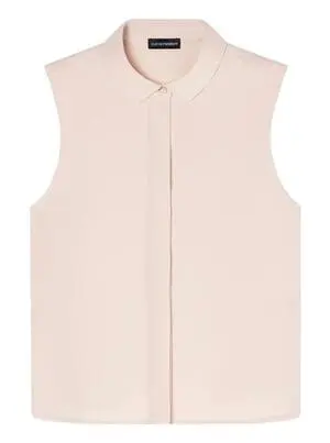 Emporio Armani Sleeveless Technical Gabardine Shirt - Pink
