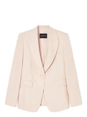 Emporio Armani Single-breasted Jacket In Technical Gabardine - Pink