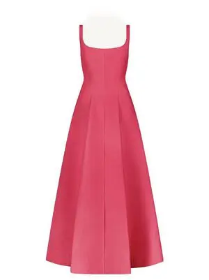 Lela Rose Textured Satin Seam Detail Midi Dress - Pink