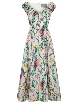 Lela Rose Floral Fil Coupe Off-the-shoulder Dress - Multicolor