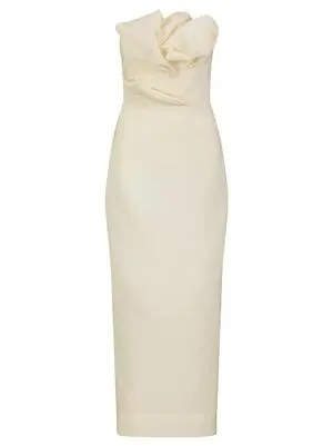Lela Rose Lela Rose Textured Satin Tulip Sheath Dress White