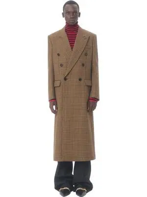 Valentino Garavani Double-breasted Wool Coat With Glen Plaid Pattern - Black
