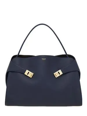 FERRAGAMO Hug Soft Shoulder Bag - Navy