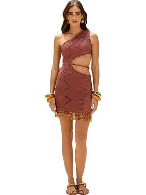 PatBO Lyra Mesh Mini Dress - Brown