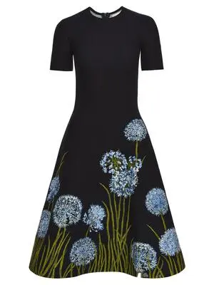 Oscar De La Renta Allium Jacquard Knit A-line Dress - Black