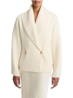 Vince Wool-blend Draped Sweater Coat - White