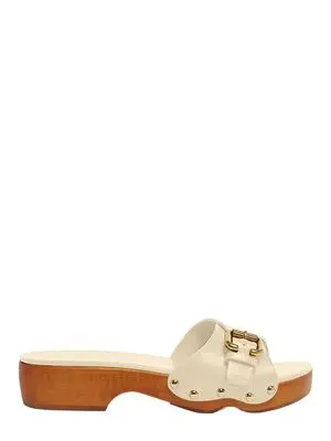 Chloé Jeannette Leather Clog Sandals - Eggshell/clear