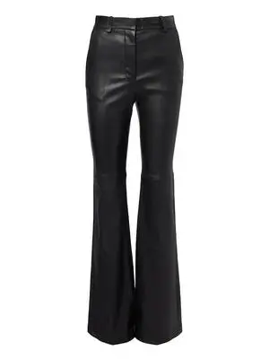JOSEPH Tafira Mid-rise Flared Leather Pants - Black