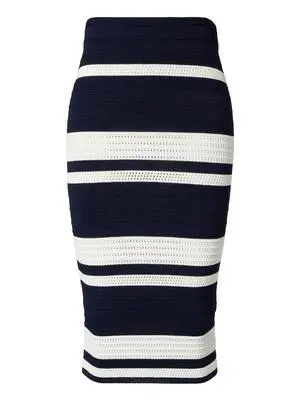 Ralph Lauren Striped Knitted Pencil Skirt - Blue