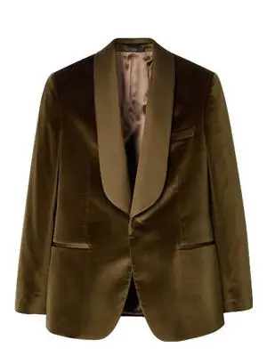 Paul Smith The Soho Tailored-fit Khaki Velvet Evening Blazer - Green
