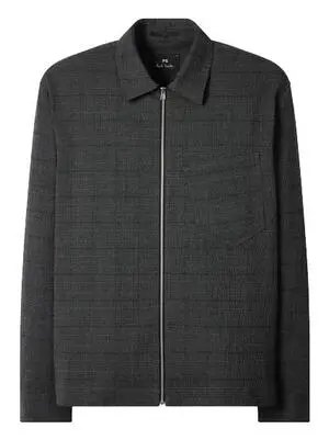 Paul Smith Grey Textured-cotton Check Zip Overshirt - Black