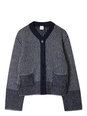 Paul Smith Wool-blend Ribbed Knit Cardigan - Blue