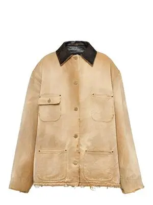 Prada Cotton Canvas Distressed Jacket - Neutral