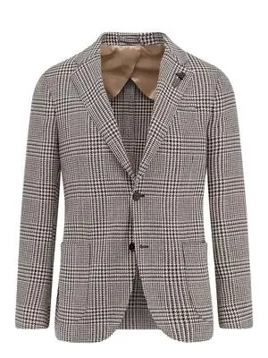 LARDINI Checked Jacket - Beige