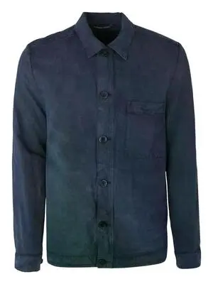 120% Lino Buttoned Giacca Jacket - Blue