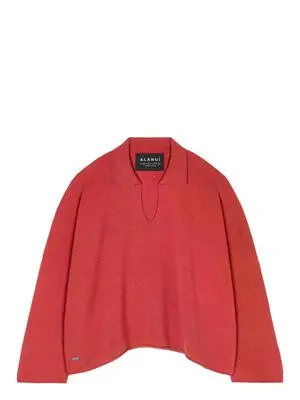 Alanui Polo-collar V-neck Sweater - Red