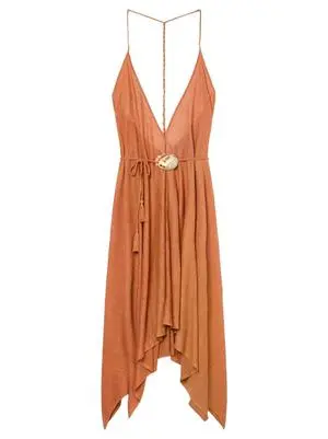 Alanui Mermaid Inside Shell-detail Belted Maxi Dress - Brown