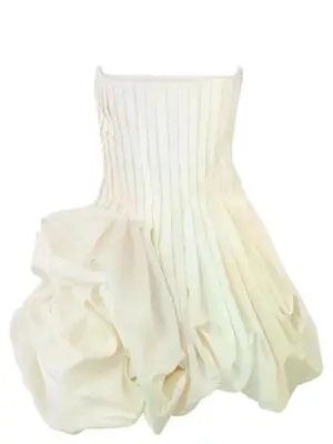 Carolina Herrera Pleated Mini Dress - Neutrals