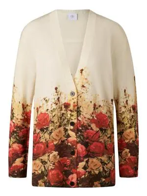 Bogner Heidi Floral Print Cardigan - Sand/red