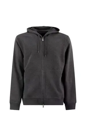Brunello Cucinelli Hooded Zip-front Sweatshirt - Grey