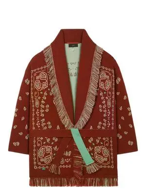 Alanui Bandana Jacquard Fringed Cardigan - Brown