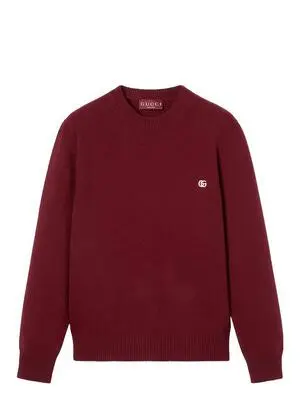 Gucci Wool Cashmere Sweater With Double G Embroidery - Bordeaux