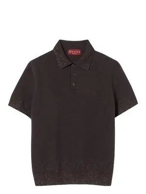 Gucci Knit Wool Lurex Polo Shirt With Embroidery - Brown