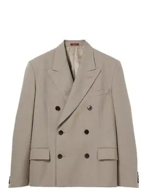Gucci Double-breasted Wool Mouliné Jacket - Beige