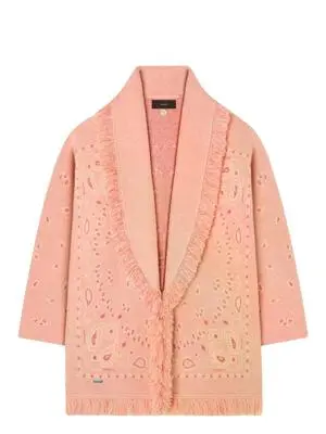 Alanui Bandana Jacquard Fringed Cardigan - Pink