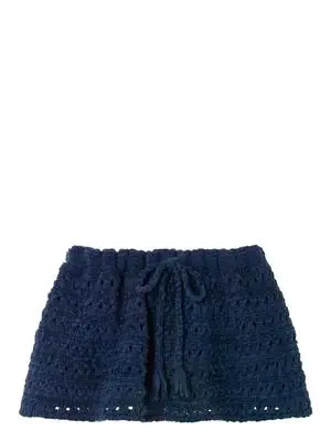 Alanui Crochet Mini Skirt With Tassel Details - Blue