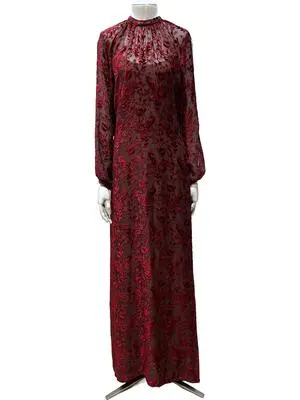 Dior Velvet And Sheer Dress - Red