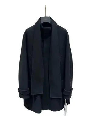 DIOR Black Wool Coat With Scarf