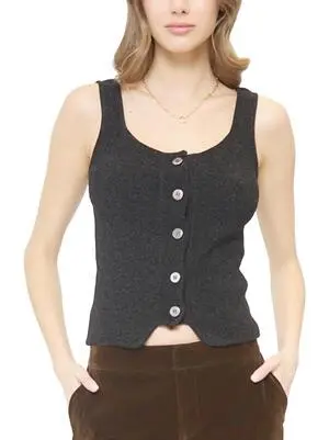 Central Park West Ember Chenille Button Up Tank - Black