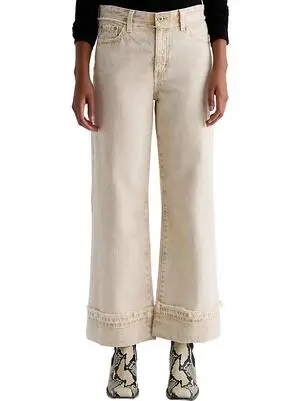 Ag Saige Mid Rise Wide Leg Crop Jeans - Sulfur Melange Camel