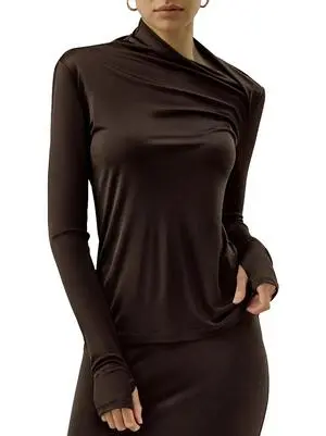 Lilysilk Slim Fitted Long Sleeve Top - Cocoa