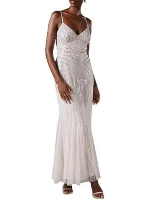 Coast Deco Embellished Cami Maxi Dress - Neutral