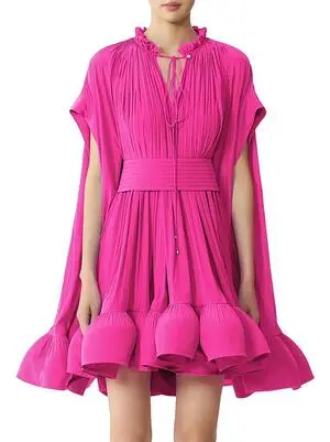 LANVIN Short Charmeuse Dress Fuchsia