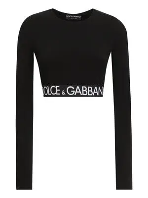 Dolce & Gabbana Long-sleeved Jersey Top With Branded Elastic - Multicolor