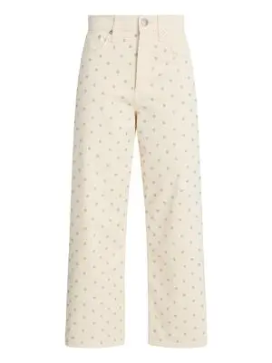 Rag & Bone Andi Cropped Embellished Wide-leg Jeans - Ivory