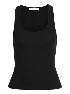 FRAME Ribbed Stretch-modal Tank - Black