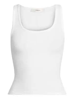FRAME Ribbed Stretch-modal Tank - White