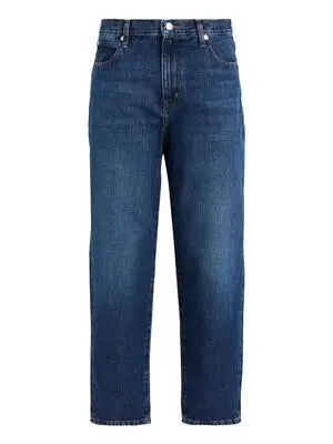 FRAME The Candle Cropped Faded Mid-rise Tapered Jeans - Dark Denim