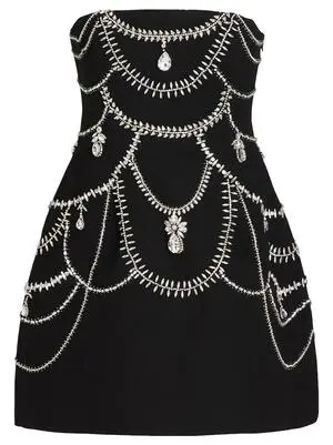 Simkhai Arta Strapless Crystal-Embellished Mini Dress Black