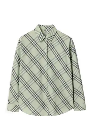 Burberry Relaxed Fit Check Cotton Shirt - Seafoam Green