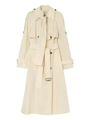 Burberry Long Canvas Trerose Trench Coat - Tundra Beige