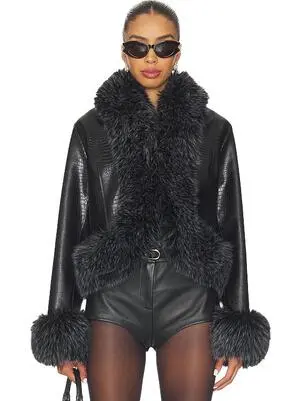 Adrienne Landau Ivy Faux Fur Jacket - Jet Black