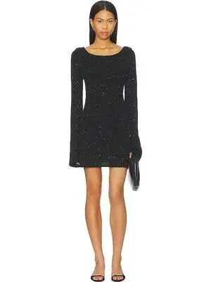 ASTA RESORT Maya Longsleeve Mini Dress - Black Sequin