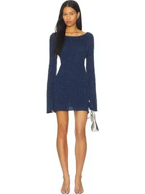 ASTA RESORT Maya Longsleeve Mini Dress - Navy Sequin
