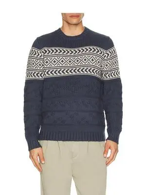 Marine Layer Textured Fair Isle Sweater - Navy